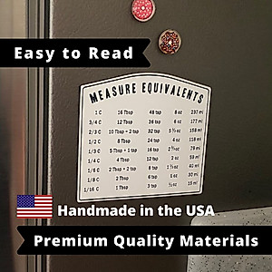 Kitchen Baking Measurement Conversion Chart Magnet | Must have for any Chef | Cups Teaspoons Tablespoon Ounces and Milliliters | Magnetic Cooking Chart Equivalents
