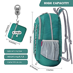 ZOMAKE Packable Hiking Backpack Water Resistant:32L Lightweight Foldable Backpacks - Small Packable Back Pack for Travel Camping Hiking Women Men (Olive green)
