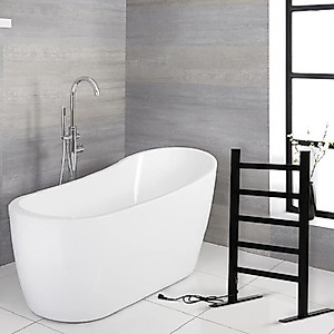 TVBNHU Black Electric Heating Towel Rack, Freestanding Towel Warmer with 5 Heated Bars, 120W Mute Constant Temperature Heated Towel Rail Radiator, Aluminum, 800X500x110mm