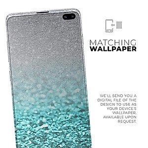 DesignSkinz Aqua Blue & Silver Glimmer Fade Protective Vinyl Decal Wrap Skin Cover Compatible with The Samsung Galaxy S20 (Screen Trim & Back Glass Skin)