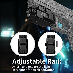 ELFGO Compact Rail Mounted Pistol Light, 600 Lumens Mini LED Strobe Tactical Flashlight Weapon Light, Gun Lights for Glock, Picatinny MIL-STD-1913, Springfield