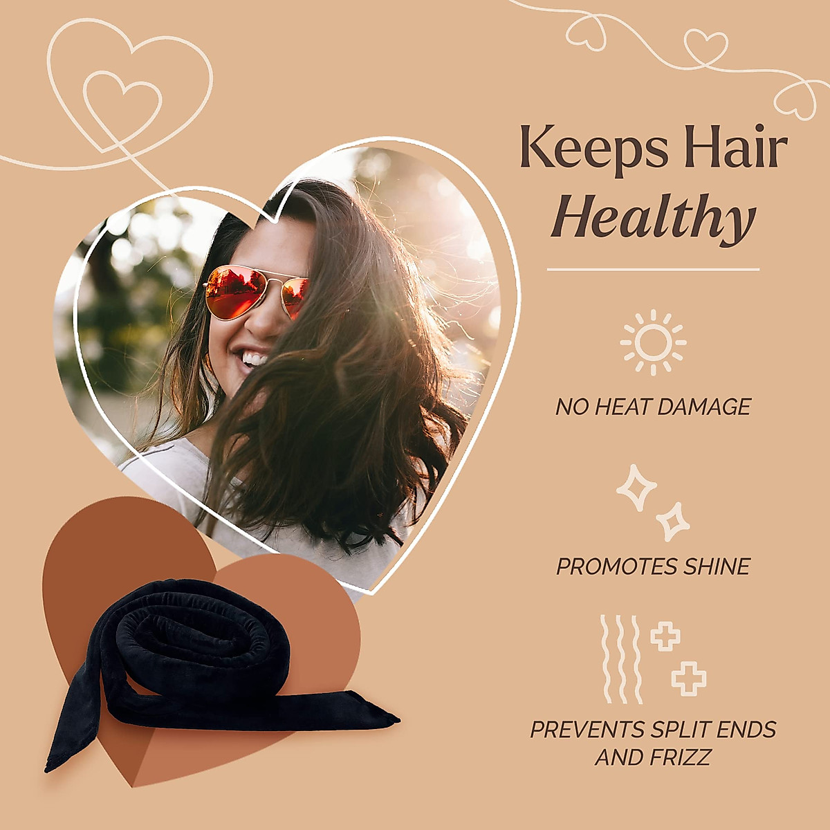 BHDbeauty No Heat Curling Headband You Can Sleep In- Heatless Overnight Natural Curls- Rod Ribbon Lazy Hair Curler Wrap Kit for Long Hair- Includes Bonus Airless Spray Bottle