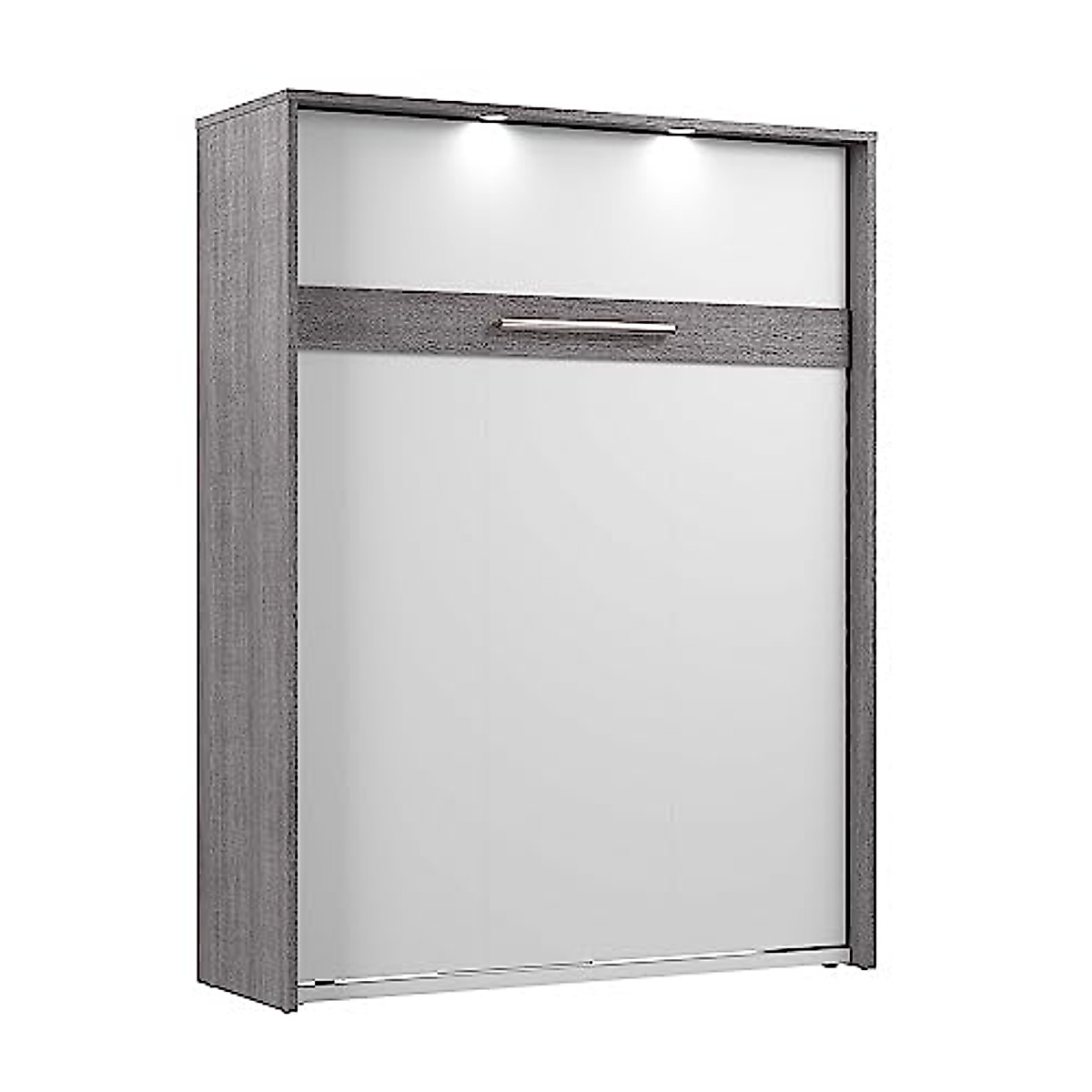 Bestar, Cielo Collection, Queen Murphy Bed with Built-in LED Lights (Bark Grey & White)