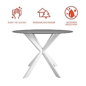 CosmoLiving by Cosmopolitan 88289WHGE Circi Collection Dining Table with Glass Top, White