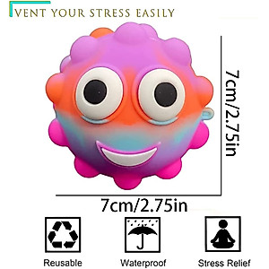 Pop Ball Glow Balls Stress Ball Bouncing Ball ,Fidget Toy Push Bubble Toys, 3D Silicone Squeeze Finger Press Ball Stress Relief Hand Toys (D)