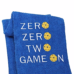 LEVLO Funny Pickleball Gifts Zero Zero Two Game On Sport Towles for Pickleball Lovers Embroidered Teem Hand Towel (Zero Zero Two Game On)