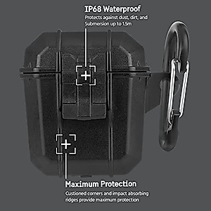 PELICAN - Marine Series Case - Compatible with AirPods 1-2 - Waterproof - Military Drop Protection - Black