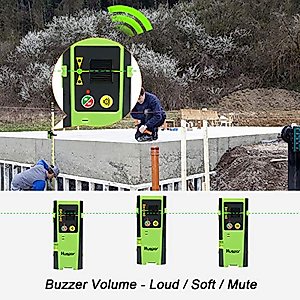 Huepar Laser Detector for Line Level, Digital Receiver Used with Pulsing Lasers Up to 200ft, Detect Red and Green Beams, Three-Sided LED Displays, Clamp Included LR-6RG