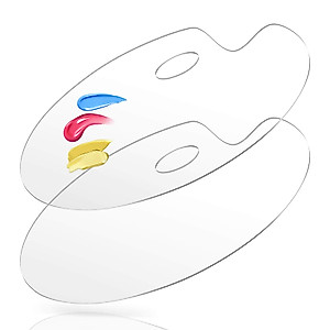 2PCS Acrylic Paint Palette with Thumb Hole, Clear Paint Tray 12 x 8 inches Oval, Easy Clean Non-Stick Artist Pallet for Oil Watercolor Craft DIY Art Painting