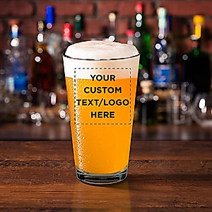 DISCOUNT PROMOS Custom Heavy Duty Beer Pint Glasses by ARC 16 oz. Set of 10, Personalized Bulk Pack - USA Made Restaurant Glassware, Perfect for Beer, Cocktails, Soda, Other Beverages - Clear