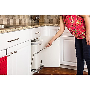 Hardware Resources Single 35-Quart Trash Bin Cabinet Pullout System - 1 Black Waste, Recycling Bins - Easy-Installation Polished Chrome Ball-Bearing Garbage Slider, Door Mounting Kit - 8.75 Gallons