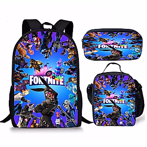 SETSE 3PCS Game Backpack 17 Inch Aesthetic Casual Travel Backpack Set, Large Capacity Daypack Breathable Portable Lightweight