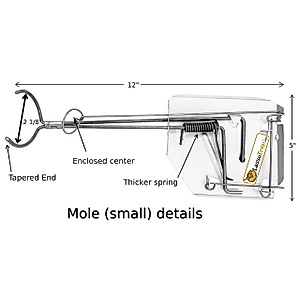 LASSO TRAP Mole (Small) Trap (Pack of 2) Galvanized & Oil Hardened Steel//Super Cost-Effective, Reusable, & Durable Animal Trap Best in The Lawn, Yard, Garden, Farm, & All Outdoor Settings
