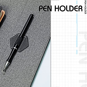 10 Pieces Self Adhesive Pen Holders for Notebook Hexagon Elastic Journal PU Leather Pen Holders Loop Holders Office Accessory for Stylus Calendar Laptop Book, Black