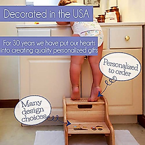 My Bambino Personalized Children's Woodland Animals Step Stool Real Wood