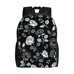 OPSREY Rose Gothic Print Laptop Backpack Bag Lightweight Large Capacity Casual Travel Daypack For Men Women