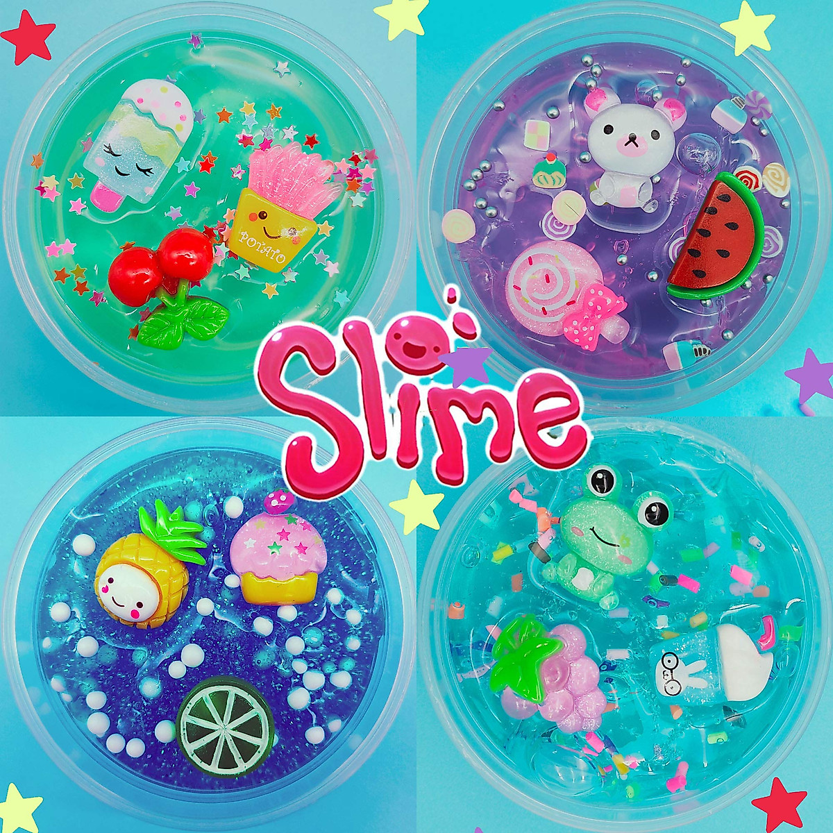 129 Pack Slime Making Kits Supplies,Gold Leaf,Foam Balls,Glitter Shake Jars,Fishbowl Beads,Fruit Slices,Fake Sprinkles,Glitter Sequins Accessories, Sugar Papers (Slime Kits)