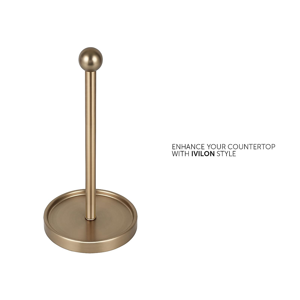 Ivilon Countertop Paper Towel Holder - Modern Sleek Ball Minimalist Design - Color Warm Gold
