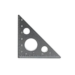 QWORK Aluminum Alloy 45 Degree Angle Ruler, Woodworking Carpenter Imperial Metric Square Triangle Ruler Angle Measurement Workshop Measurement Tool