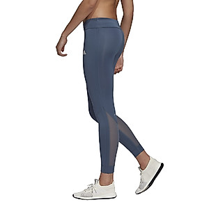 adidas Women's Own The Run 3-Stripes Tights, Legacy Blue, Medium