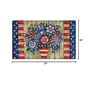 Toland Home Garden 800253 Patriotic Flowers Summer Door Mat 18x30 Inch 4th of July Outdoor Doormat for Entryway Indoor Entrance