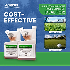 Agrisel GlyPhoSel Pro Weed Killer, Tackles Hard-to-Kill Weeds, Low-Odor, Easy Mixing, Pet Safe, Includes 3-Pack of Agrisel Protective Gloves, 32 Ounces