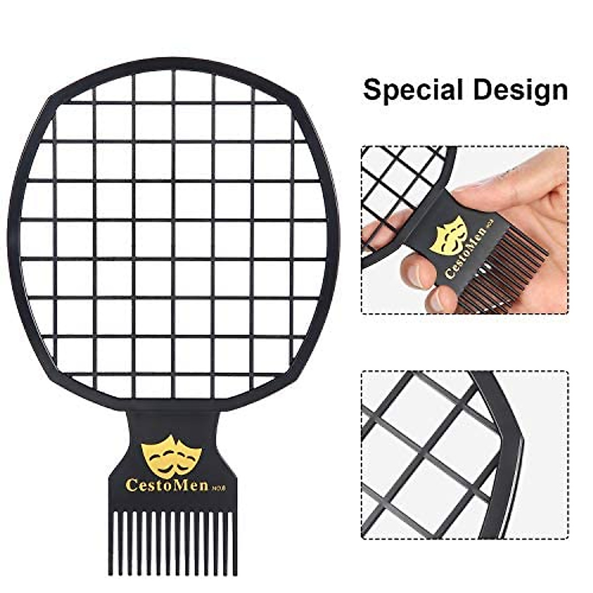 Leinuosen 2 Pieces Twist Comb Curl Comb Twist Brush Afro Curl Comb Twist Hair Coils Comb Tool for Natural Hair (Black)