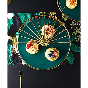 XENITE Dessert Bird Cage Cake Stand for Dessert Table Gold Metal Cosmetics Dessert Display Holder W/Ceramic Tray & Elk Top for Celebrations Home Decorations Fruit Plate