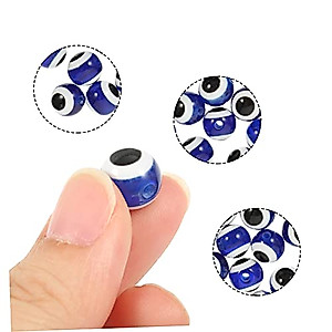 VILLCASE 100pcs Resin Eye Beads Bead Bracelet String Flat Earrings Blue Beaded Bracelet Evil Eye Beads for Jewelry Making Evil Eye Bracelet Kit Plastic Beads Plastic Blue DIY Jewelry Beads