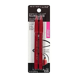 Maybelline Expert Eyes Twin Brow And Eye Pencils, Velvet Black [101], 2 ea (Pack of 2)