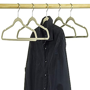 Mainetti SH-VM003-IV10 Ivory Velvet Ultra-Thin Hangers with Notches and Bright Zinc Swivel Hooks, 17.5 Inch (Pack of 10)