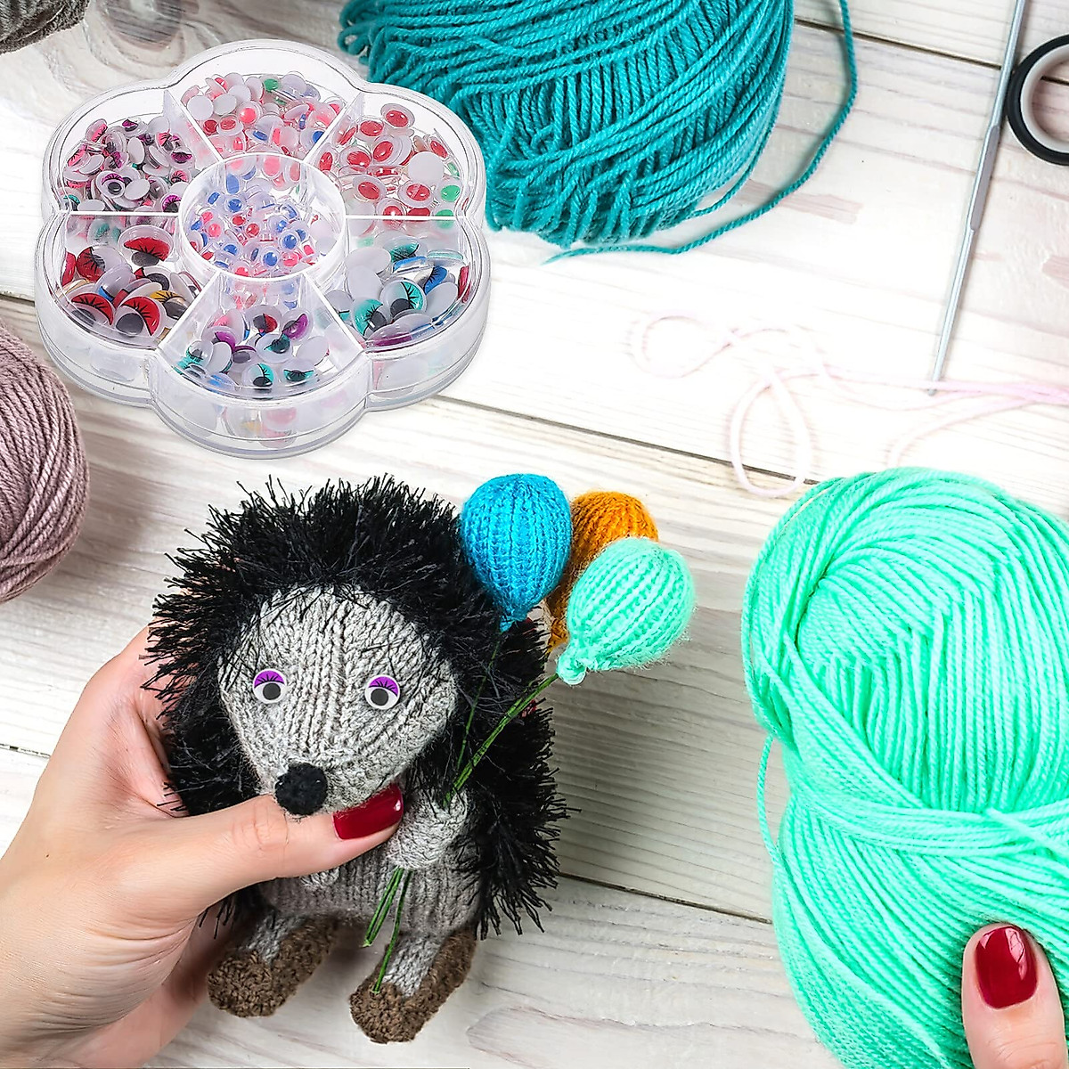 HOMSFOU 600pcs Googly Wiggle Eyes, Self-Adhesive Wobbly Eyes with Multi Colors and Sizes for DIY Craft