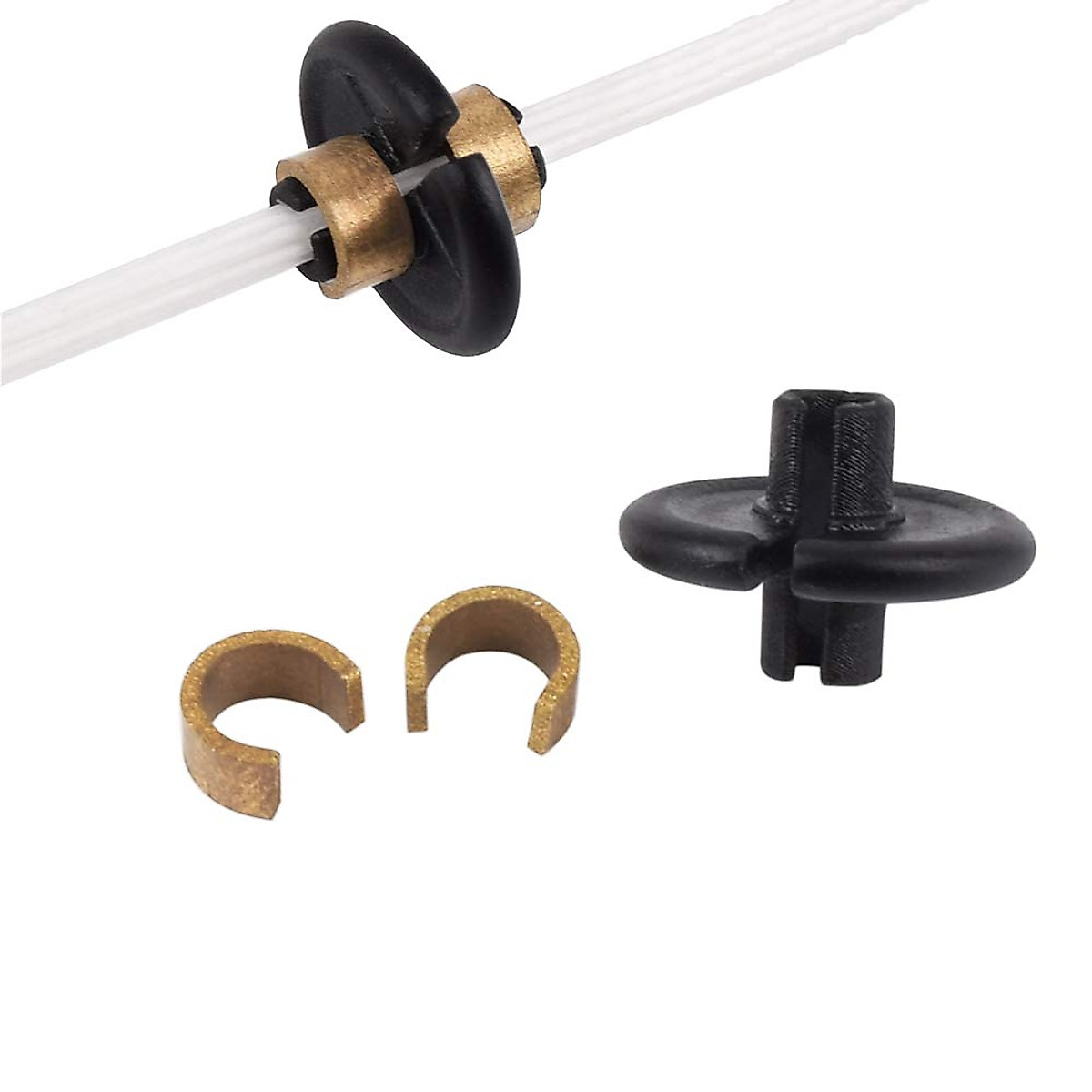Archery Slide-On Kisser Button with Copper Anchor Clips (Pack of 2), Black