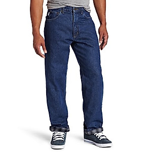 Carhartt mens Relaxed Fit Straight Leg Flannel Lined (Big & Tall) jeans, Dark Stone, 48W x 30L Big Tall US