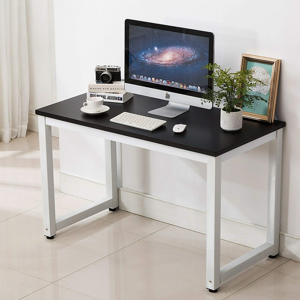 TimmyHouse PC Laptop Computer Desk Table Workstation Home Office Furniture Board Black