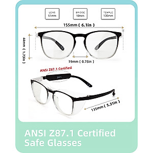 LianSan Oversize Anti-Fog Safety Glasses for Nurses, Z87.1 Certified Goggles for Women, Square UV Protection Tortoise