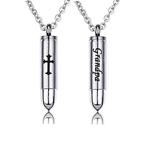 MEMORIALU Celtic Cross Bullet Urn Necklaces for Ashes Cremation Jewelry Stainless Steel Keepsake Memorial Pendant