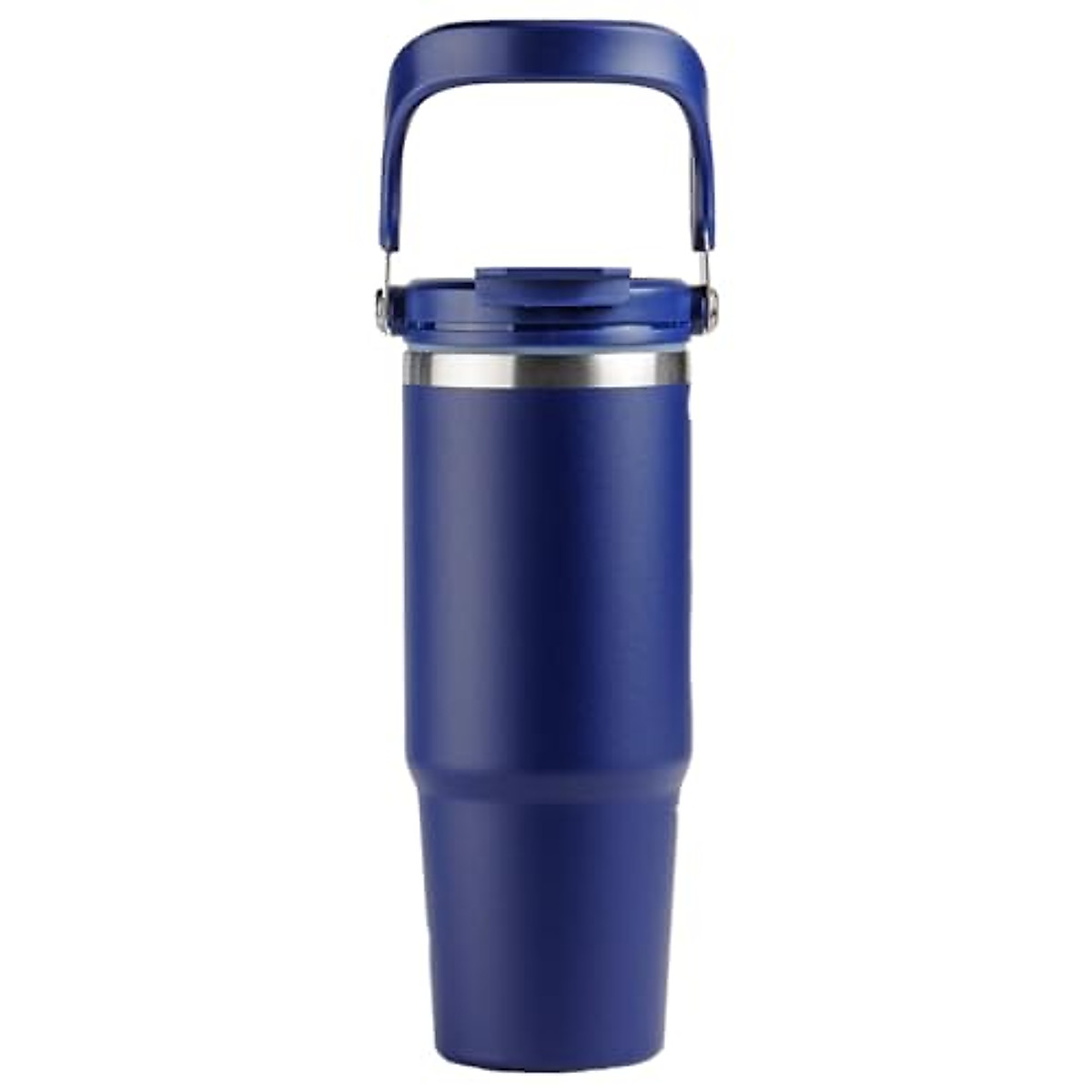 SENSO® Venture DuoFlow 30 oz Vacuum Insulated Stainless Steel Travel Tumbler - Double-Wall Insulated with Copper Lining, Flip-Top Lid, and Handle (NAVY BLUE)