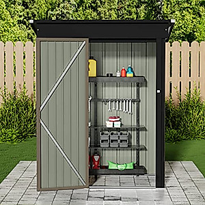 Jummico 5'x3' Patio Outdoor Storage Shed Metal Weather Resistant Utility Tool Shed Storage House with Single Lockable Door for Backyard Patio Lawn Meadow Farmland