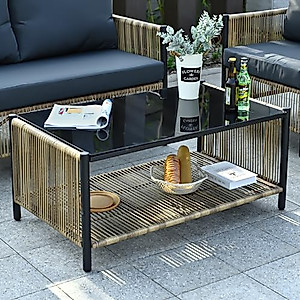 Breezluxe 4-Piece Patio Furniture Set Outdoor Furniture with Thick,Removable & Washable Cushion,Patio Conversation Sets for Backyard Porch Balcony (2 Armchair+Loveseat+Table)