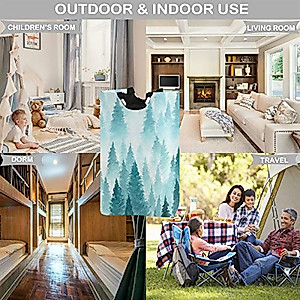 visesunny Collapsible Laundry Basket Blue Forest Large Laundry Hamper Oxford Fabric Dirty Clothes Toy Organizer with Handle for Bathroom Kids Room Dorm