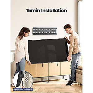 PERLESMITH Tilting TV Wall Mount Bracket Low Profile for Most 23-60 inch LED LCD OLED, Plasma Flat Screen TVs with VESA 400x400mm Weight up to 115lbs, Fits 16" Wood Stud