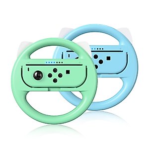 momen Switch Steering Wheel for Nintendo Switch Accessories，Racing Wheels for Mario Kart 8 Deluxe，Compatible with Switch JoyCon Controllers（2 Pack，Blue & Green）