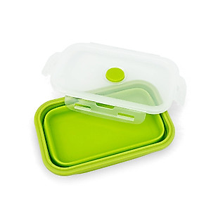 CCyanzi Collapsible Lunch Containers With Lids, Silicone Reusable Containers, Leakproof, Microwave safe, Collapsible Bowls for Camping & Travel, Set of 3