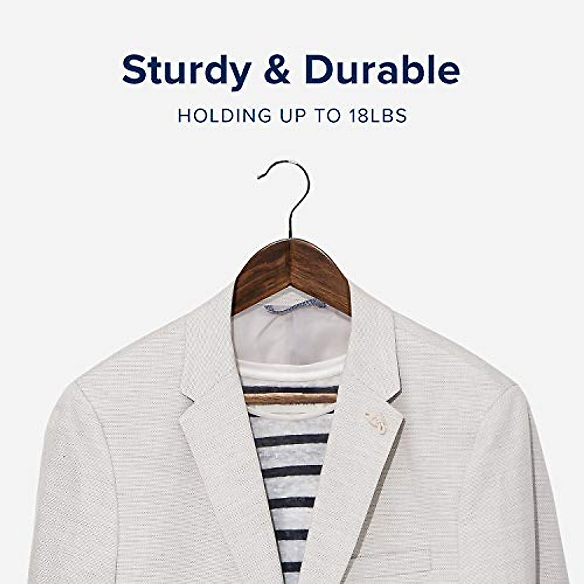 HOUSE DAY Premium Wooden Hangers High Grade Coat Hangers Wood Clothes Hangers Smooth Finish Wood Hangers for Closet Heavy Duty Hangers Suit Hangers for Clothes, Walnut, Jacket, Shirt, Tank Top, Dress