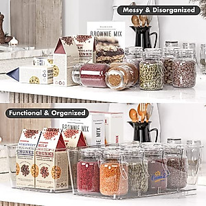 CocinaZ KATTOL Clear Storage Bins – Stackable Storage Bins with Removable Dividers –Clear Organizing Bins for Food Storage, Fridge, Kitchen, Pantry –4-Compartment Clear Plastic Storage Bin (4 Pack)