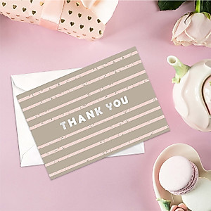 easykart labels 20 Thank You Cards with Envelopes, Premium Gold Foil Print, Blue Floral Thank You Cards for Baby Shower, Wedding, Bridal Shower, Small Business, 4”x 5.5” Folded, Blank Inside