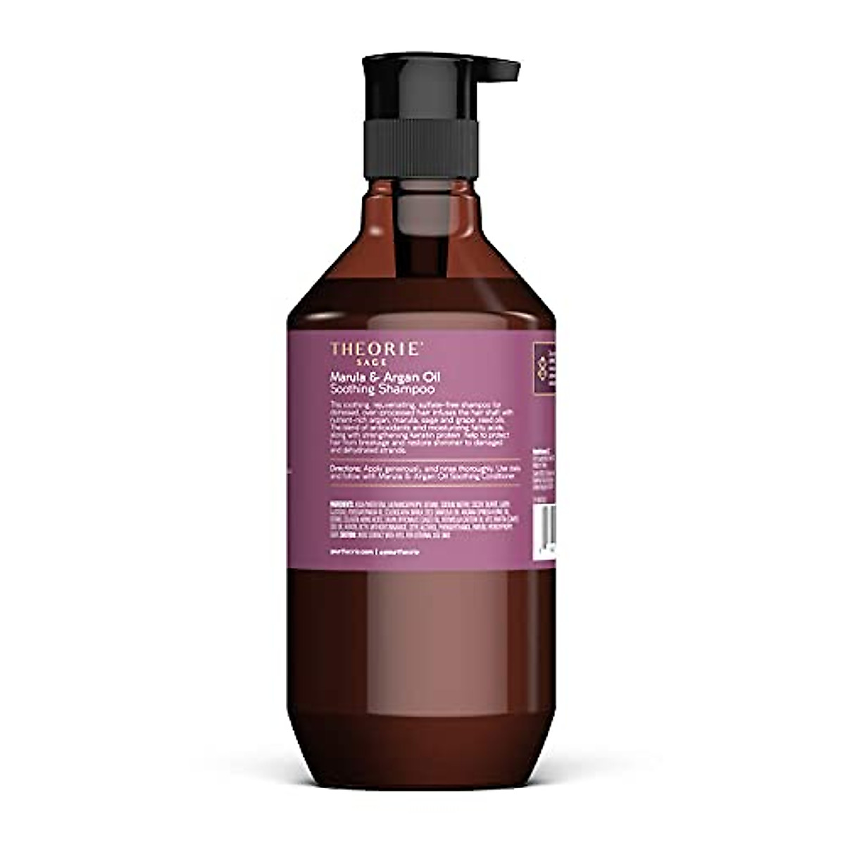 Theorie Marula and Argan Oil Soothing Shampoo - Rejuvenate & Moisturize - Suited for Over & Distressed Hair - Sulfate Free - Protects Color and Keratin Treated Hair, Pump Bottle - 400mL