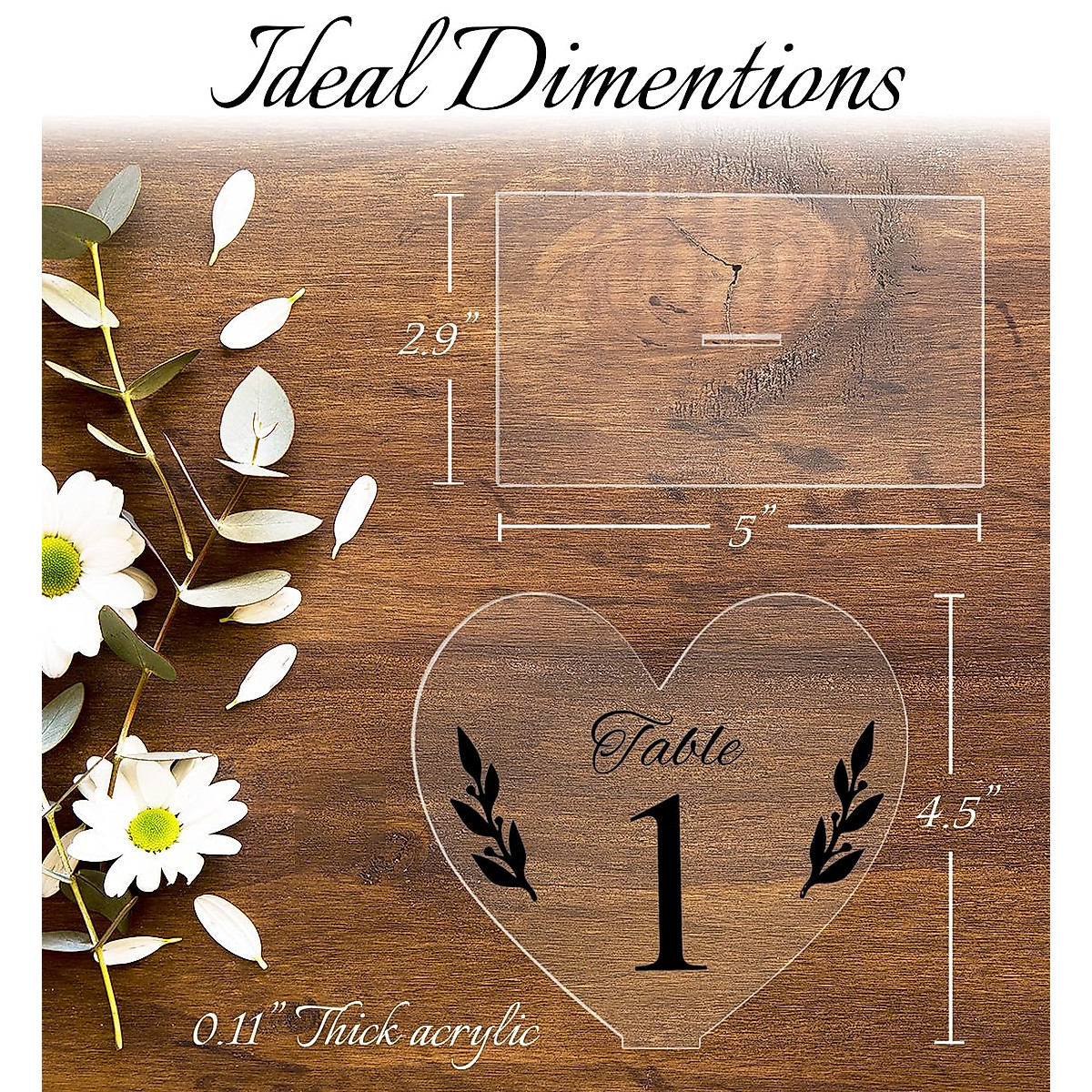 25 PCS Wedding Table Numbers, Table Numbers for Wedding Reception heart shaped, Table Numbers Wedding acrylic, Wedding Table Number with stands.