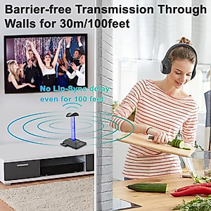 WallarGe Wireless Headphones for TV Watching with 5.8GHz RF Transmitter Charging Dock, Over-On Ear TV Headphones Wireless for 25Hrs Playtime and No Lip-Sync Delay, Plug & Play